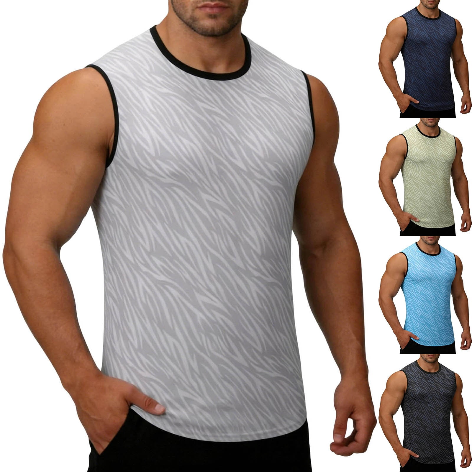 Antinious Men Solid Round Neck Sleeveless Fitness Breathable Outdoor ...