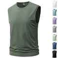 Antinious Men Solid Round Neck Sleeveless Plus Size Fitness Breathable ...