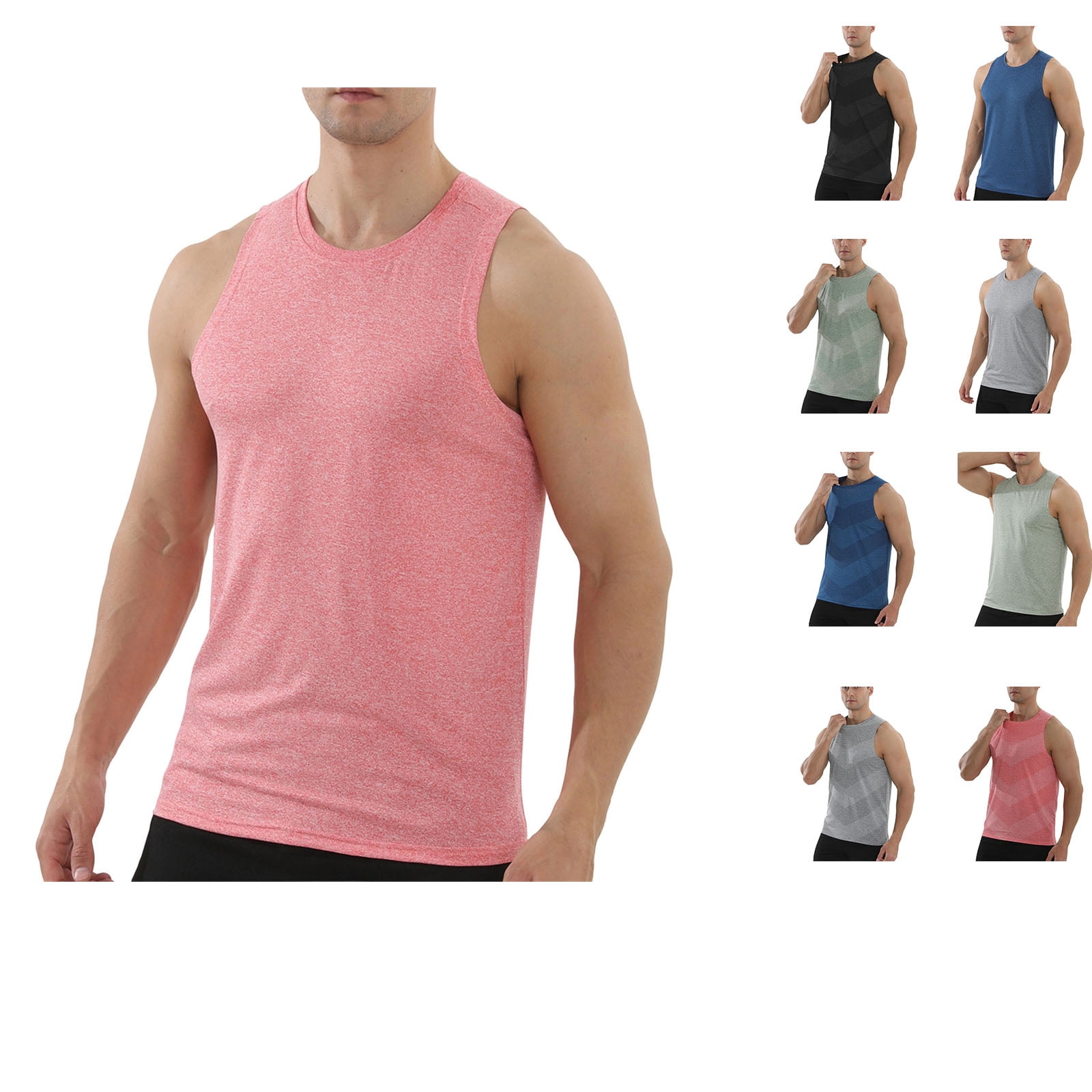 Antinious Men Solid Round Neck Sleeveless Workout Running Breathable ...