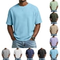 Antinious Men Solid Round Neck Texture Short Sleeve Trendy Versatile T ...