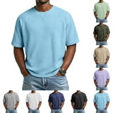 Antinious Men Solid Round Neck Texture Short Sleeve Trendy Versatile T ...