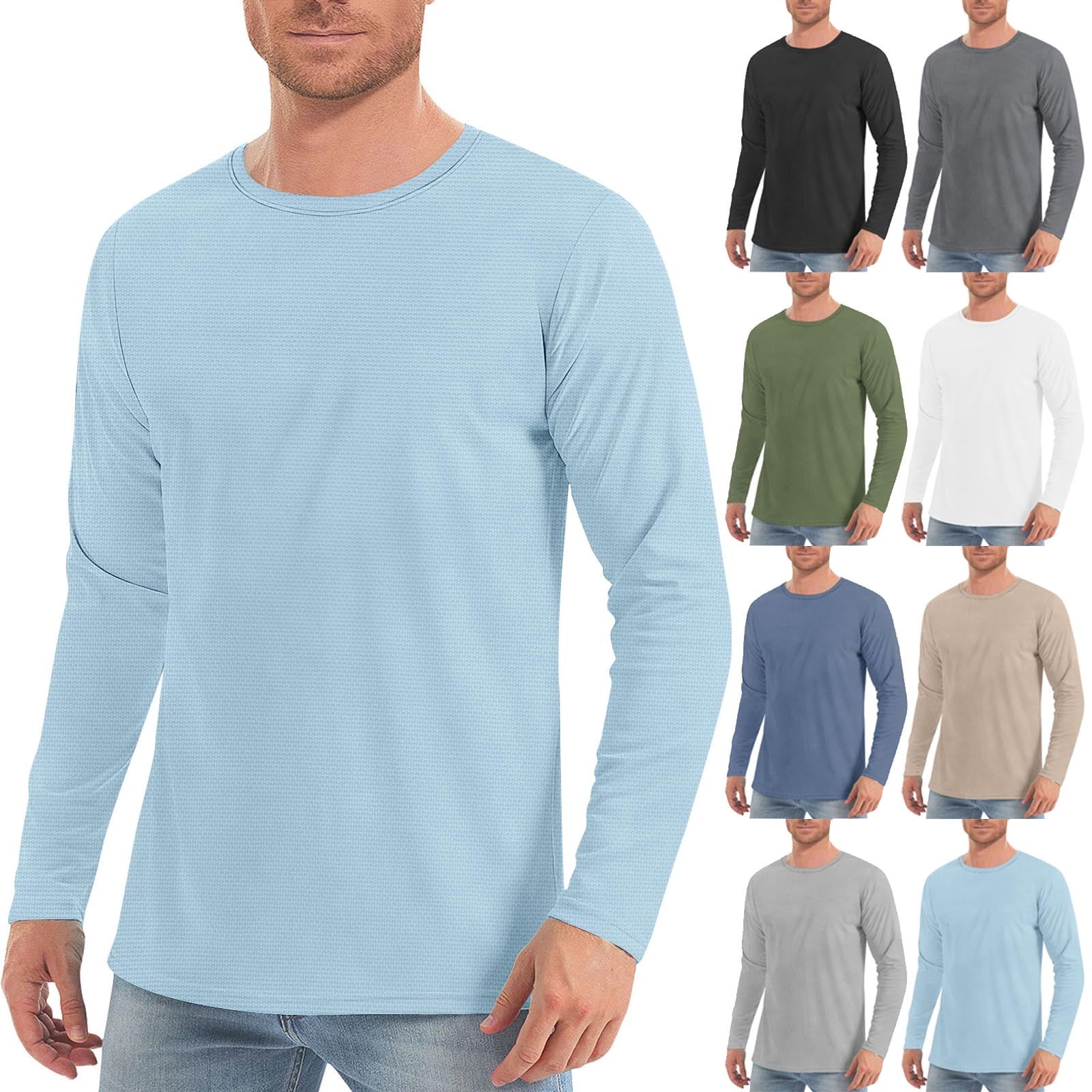 Antinious Men Solid Sun Protection Long Sleeve Loose Outdoor Casual ...
