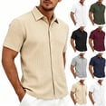 Antinious Men Solid Texture Button Collar Short Sleeve Daily Versatile ...