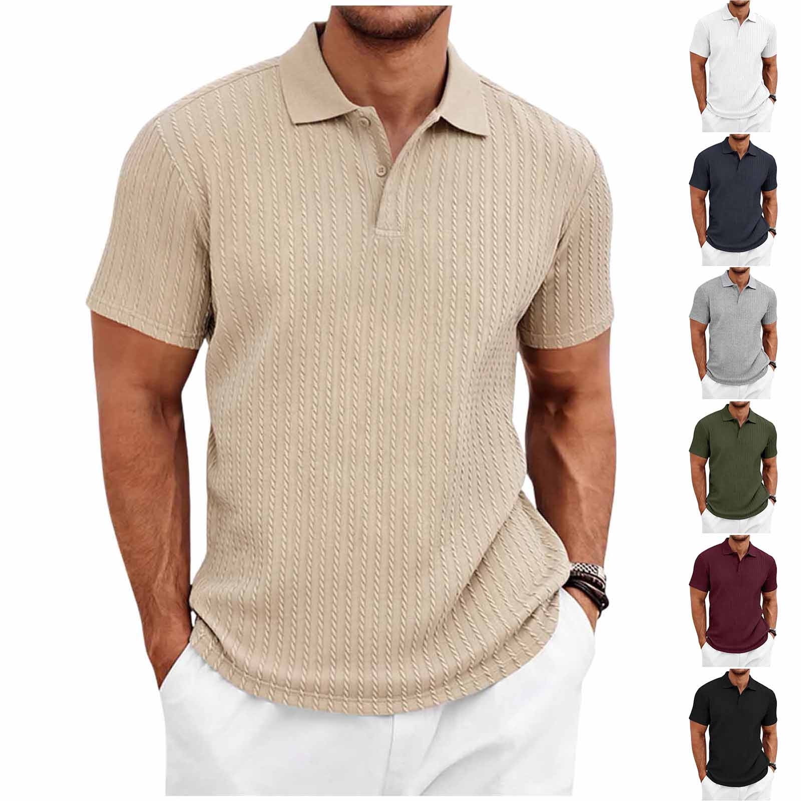 Antinious Men Solid Texture Half Button Collar Short Sleeve Outdoor ...