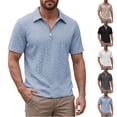 Antinious Men Solid Texture Half Zip Round Neck Pullover Polyester ...
