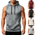 Antinious Men Solid Texture Hooded Round Neck Sleeveless Loose Daily ...