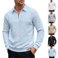 Antinious Men Solid Texture Patchwork Half Zip Collar Long Sleeve ...
