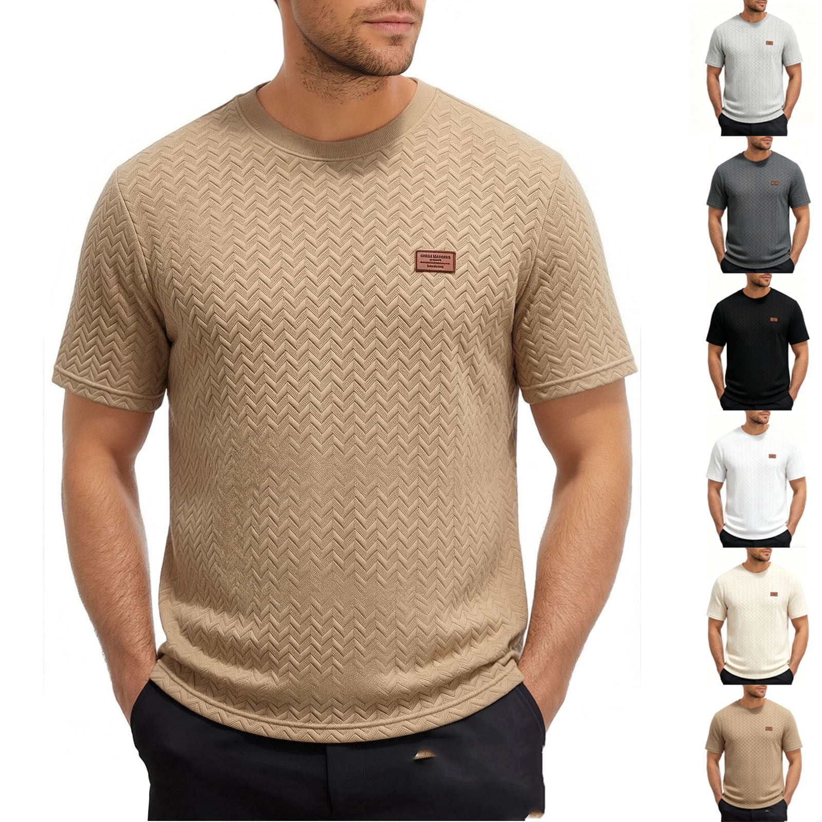 Antinious Men Solid Texture Round Neck Short Sleeve Breathable Outdoor ...