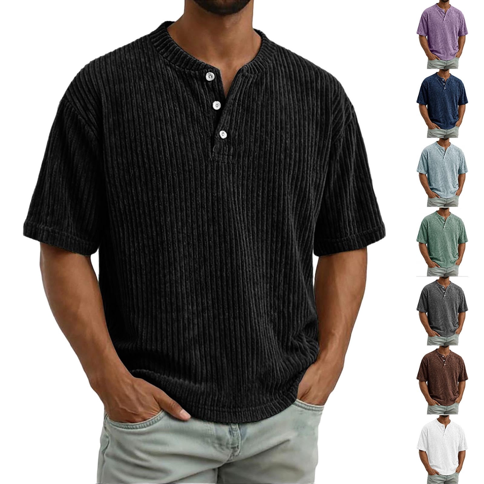 Antinious Men Solid Texture Zip Raglan Collar Short Sleeve Breathable ...