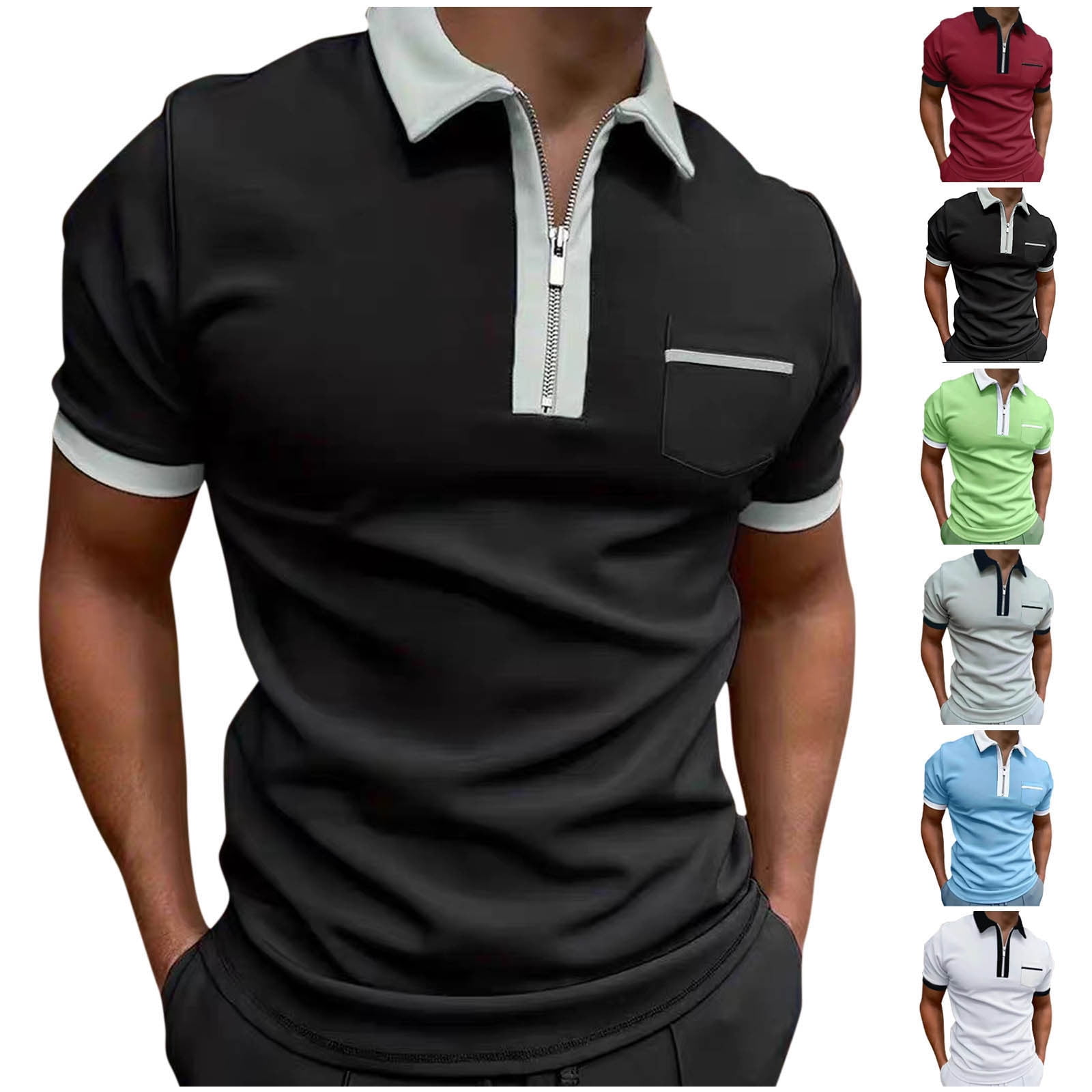 Antinious Mens Short Sleeve Button up Color Outdoors Pocket Turndown ...
