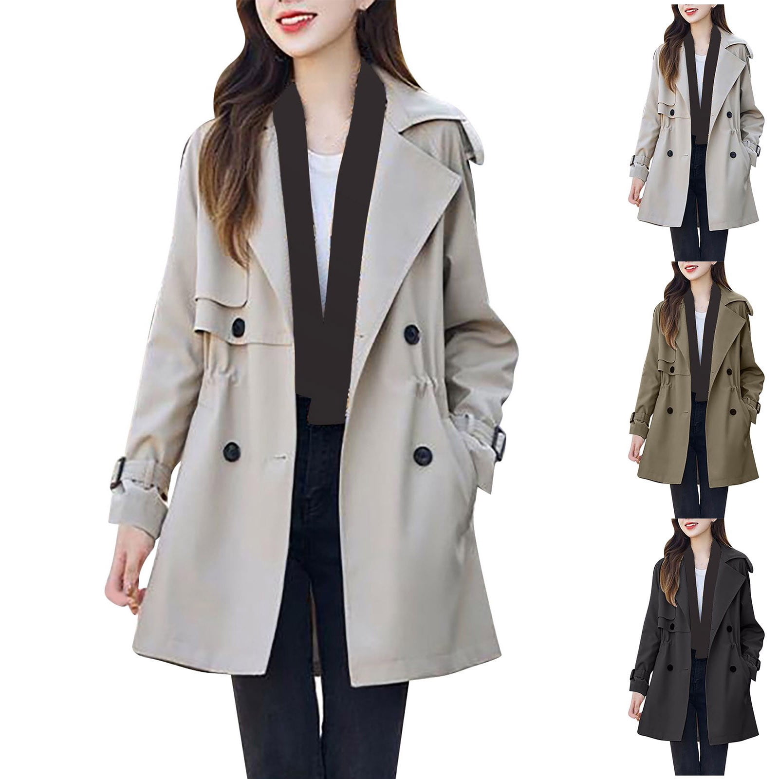 Antinious Mid Length Plus Size Trench Coat Women Lightweight Casual ...
