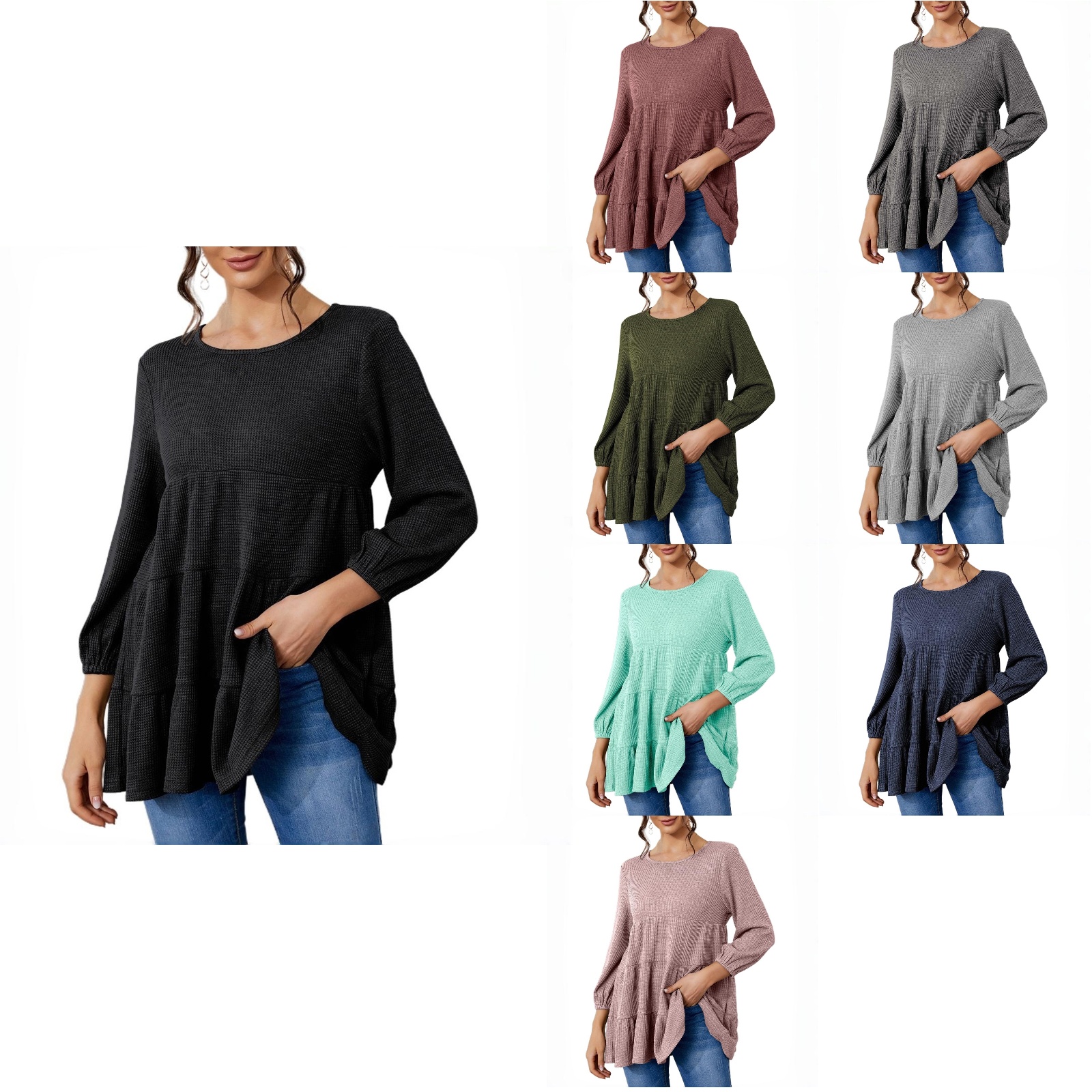 Antinious Plus Size Blouses for Women Dressy Casual Long Sleeve Knit ...
