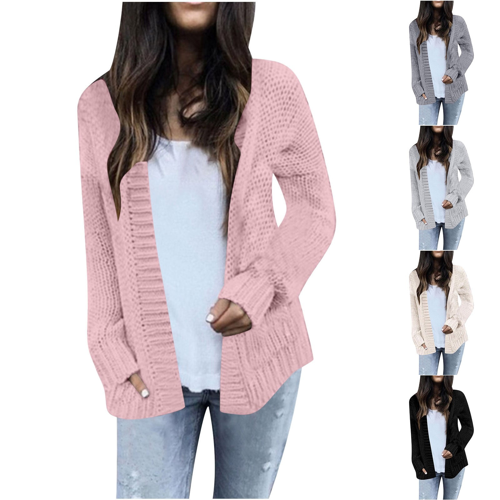 Antinious Plus Size Cardigan Sweaters for Women Solid Casual Knitted ...