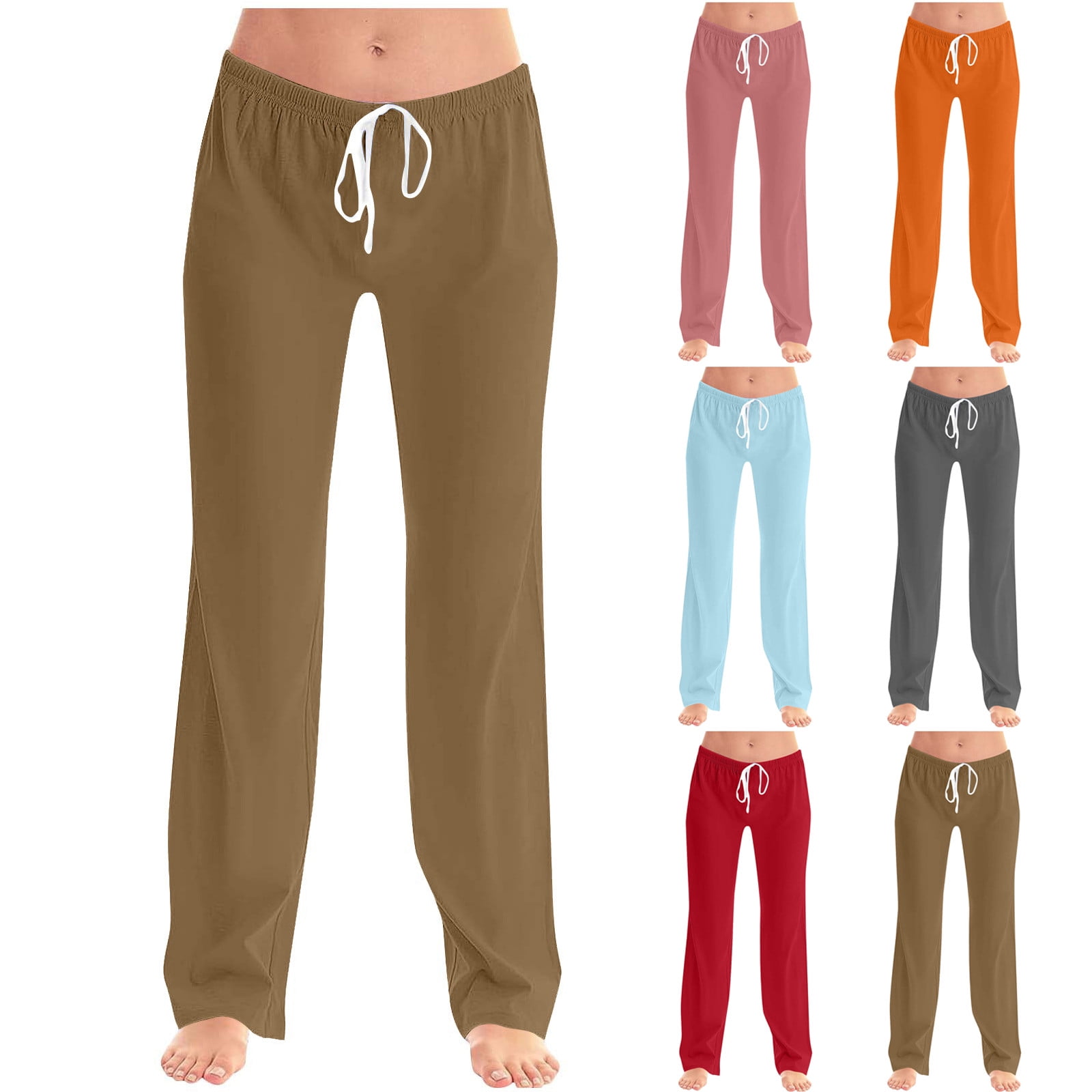 Antinious Plus Size Pants for Women Solid Drawstring Sweatpants,Winter ...