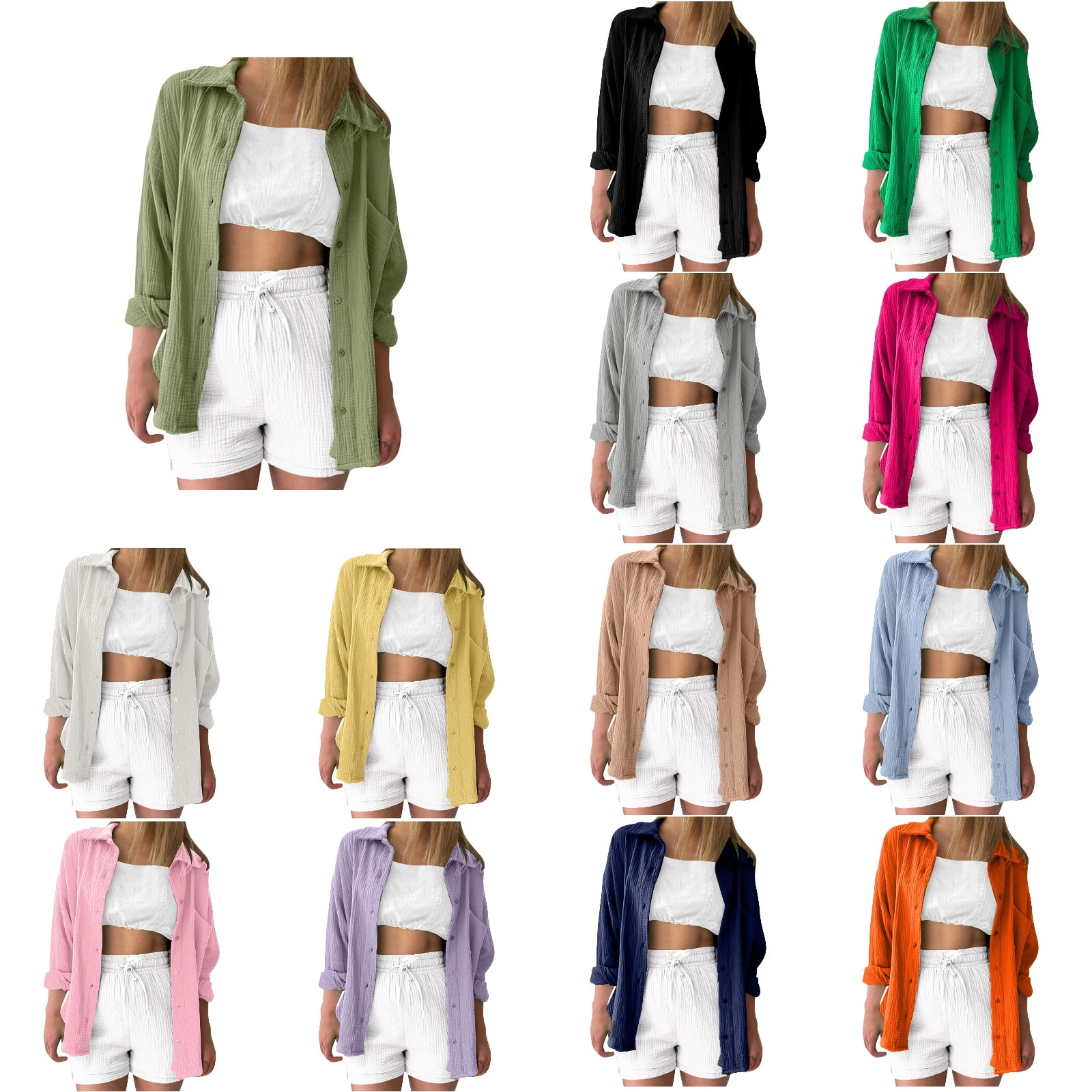 Antinious Shacket Jacket Outerwear Coat Women Long Sleeve Solid Button ...