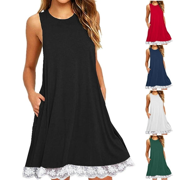 Antinious Summer Beach Dresses for Women,Fashion Ladies Casual Round ...