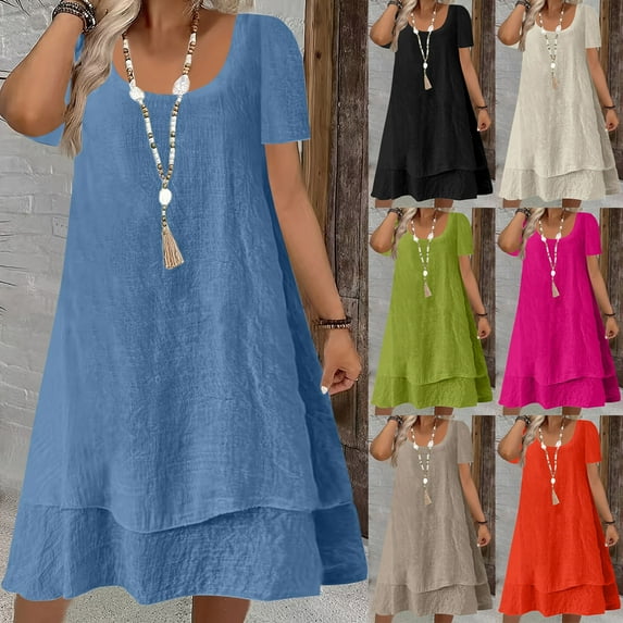 Antinious Summer Beach Dresses for Women,Fashion Ladies Solid Casual ...