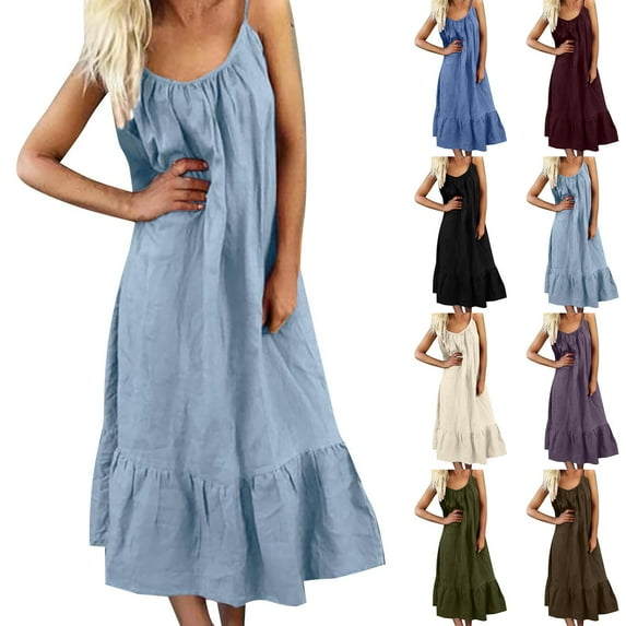 Antinious Summer Beach Dresses for Women,Maxi Dresses for Women Solid ...