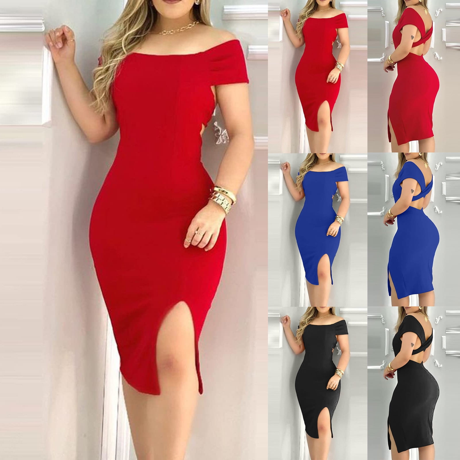 Antinious Summer Beach Dresses for Women,Women Casual Bottom Slit ...