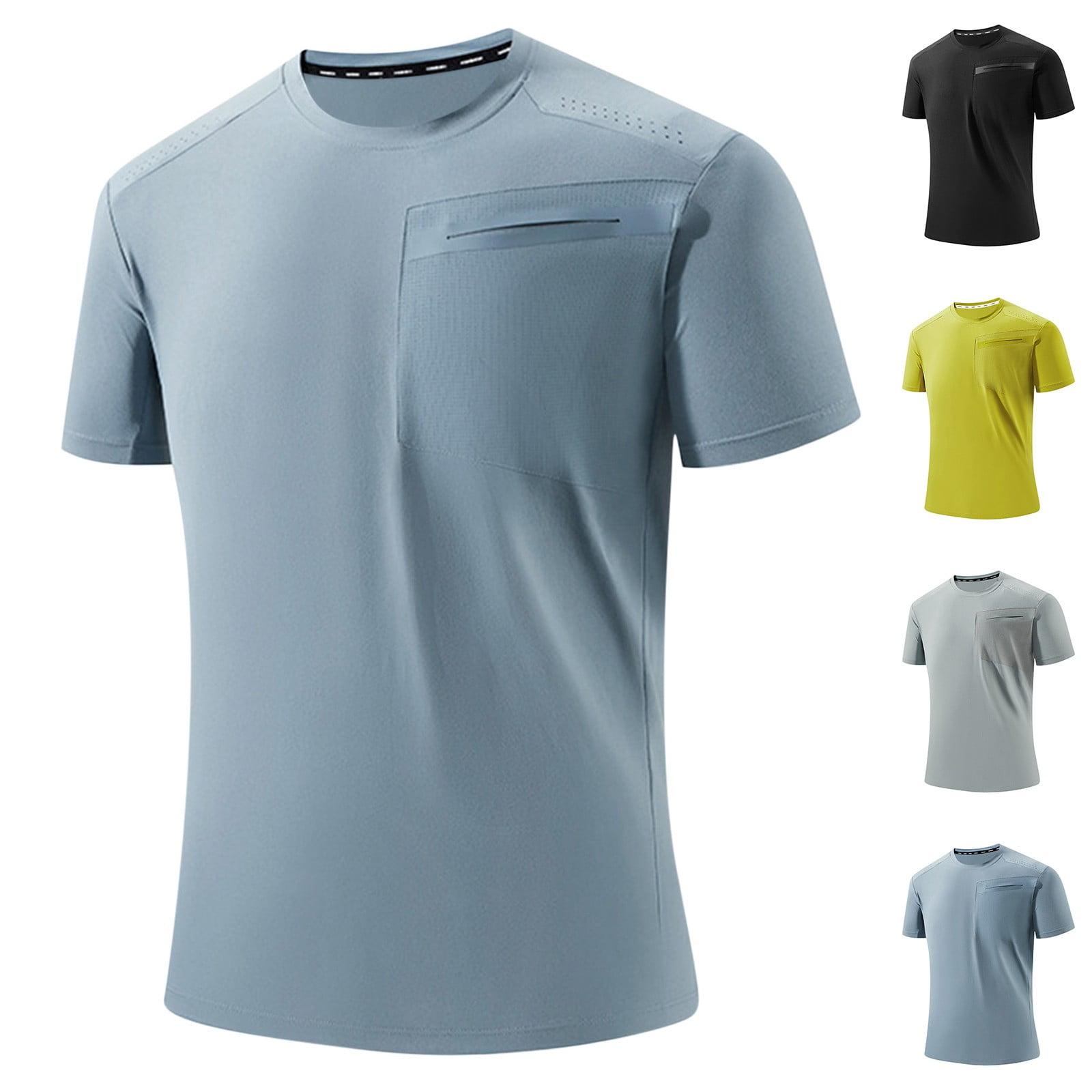 Antinious Men Summer Short Sleeve Seamless Cool Ice Silk Plus Size Tops ...
