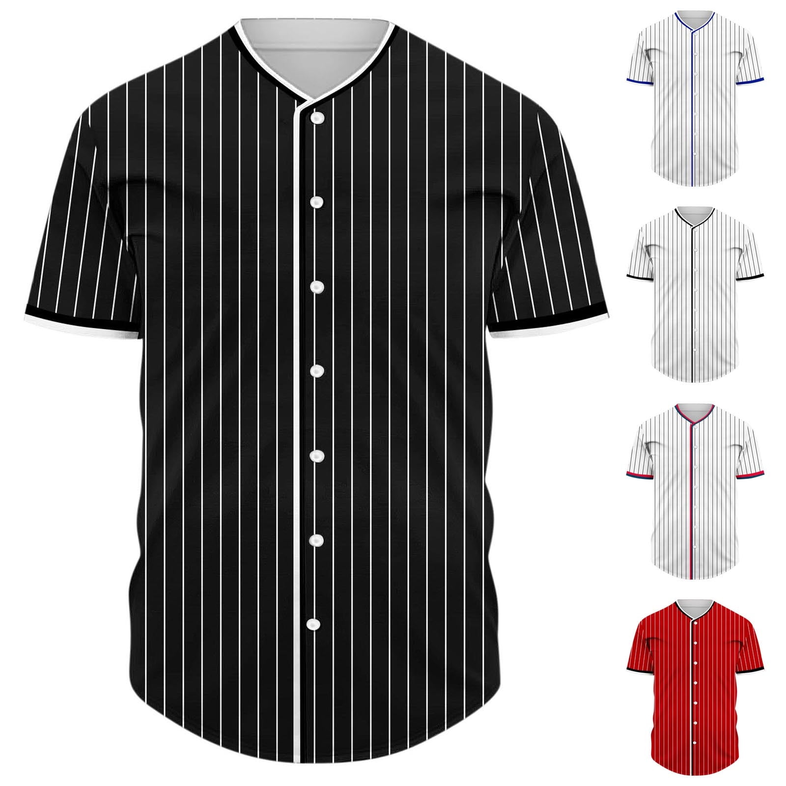 Antinious Mens Short Sleeve Button Loose Casual Stripe Print Stand ...