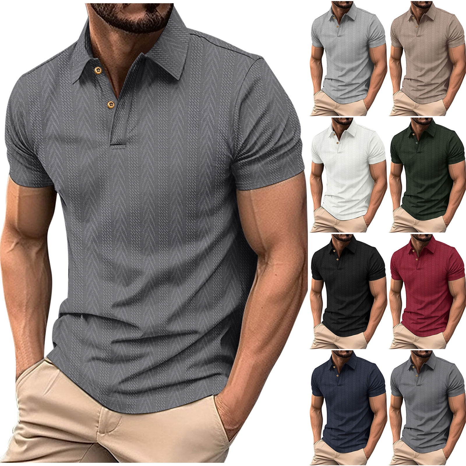 Antinious Mens Short Sleeve Button up Solid Casual Ventilate Loose ...