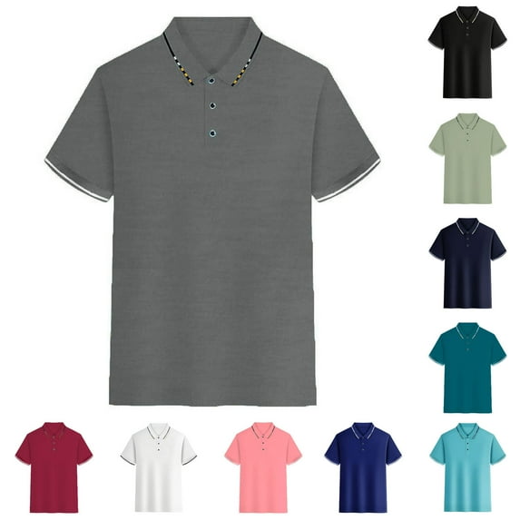 Antinious Man Casual Slim Turndown Collar Solid Short Sleeve Loose ...