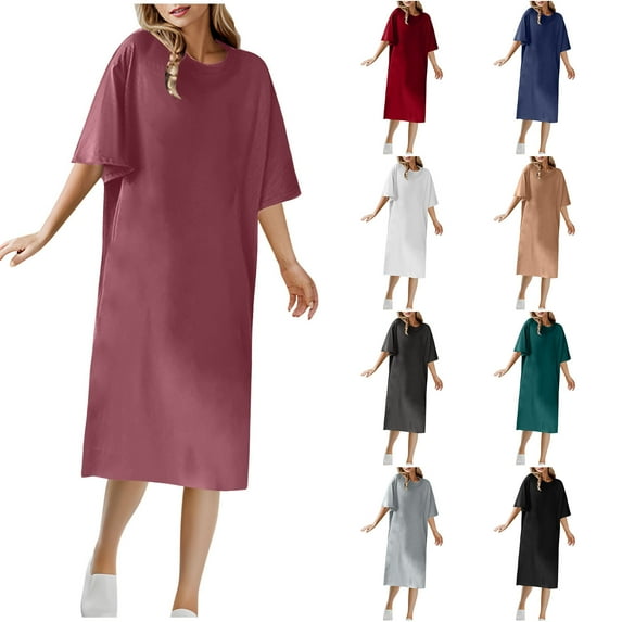 Antinious Summer Dresses for Women,Casual Dresses for Women Round Neck ...
