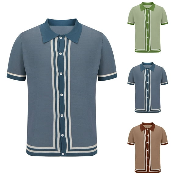Antinious Men Solid Short Sleeve Casual Loose Going Out Knit Tops,Green ...