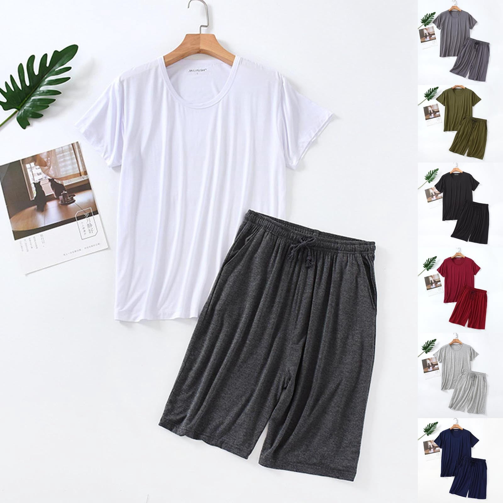 Antinious Summer Sleepwear Outfits for Men,Mens Loungewear Set,Mens ...