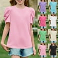 Antinious Summer Versatile Puff Short Sleeve Tops Kids T Shirts Round ...