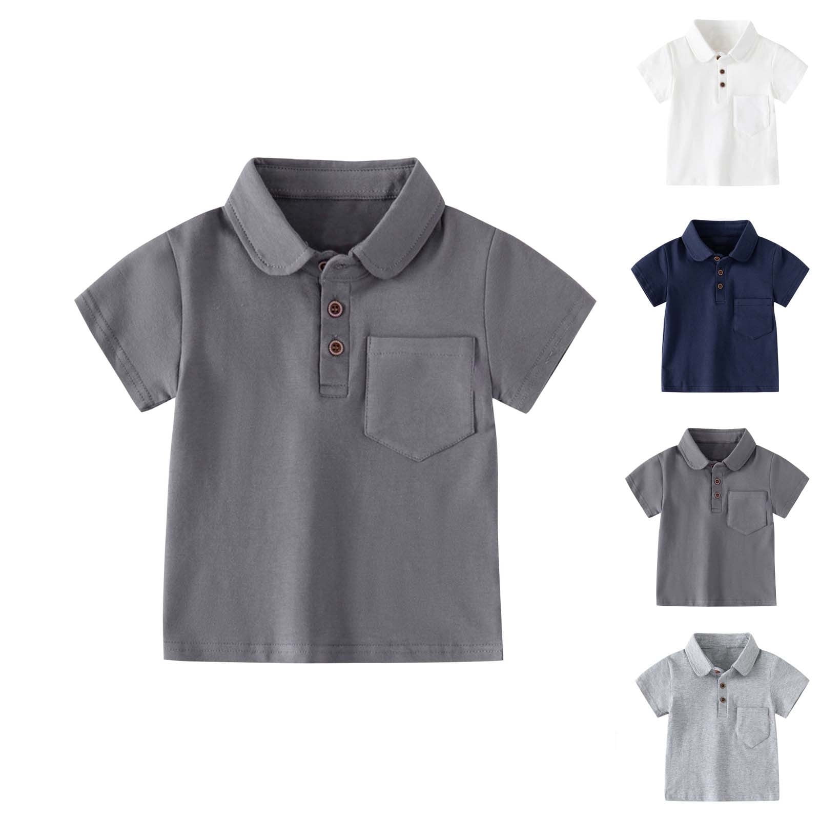 Antinious Toddler Boys Casual Short Sleeve Botton Solid School Uniform ...