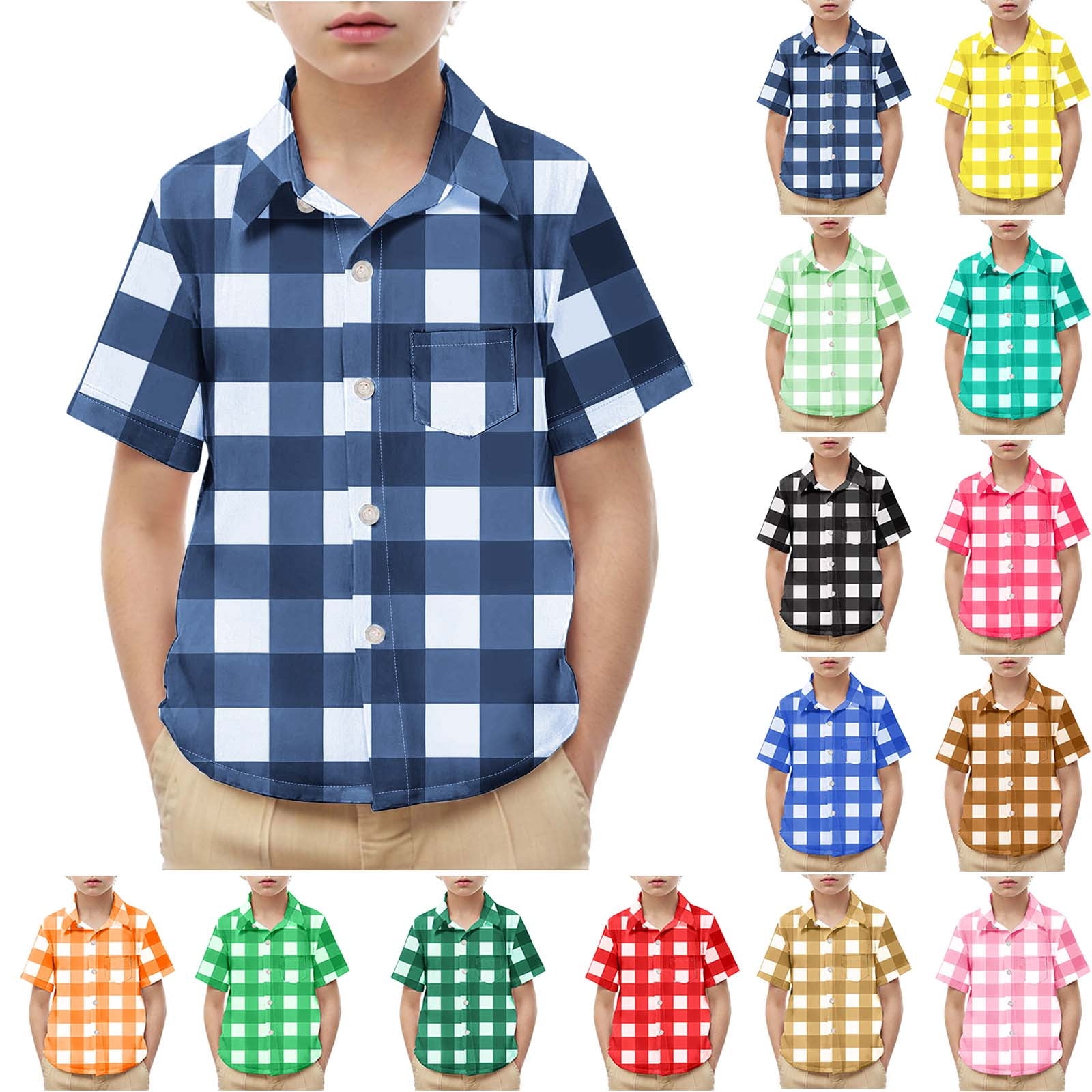 Antinious Toddler Boys Girl Versatile Pocket Print Short Sleeves Casual ...