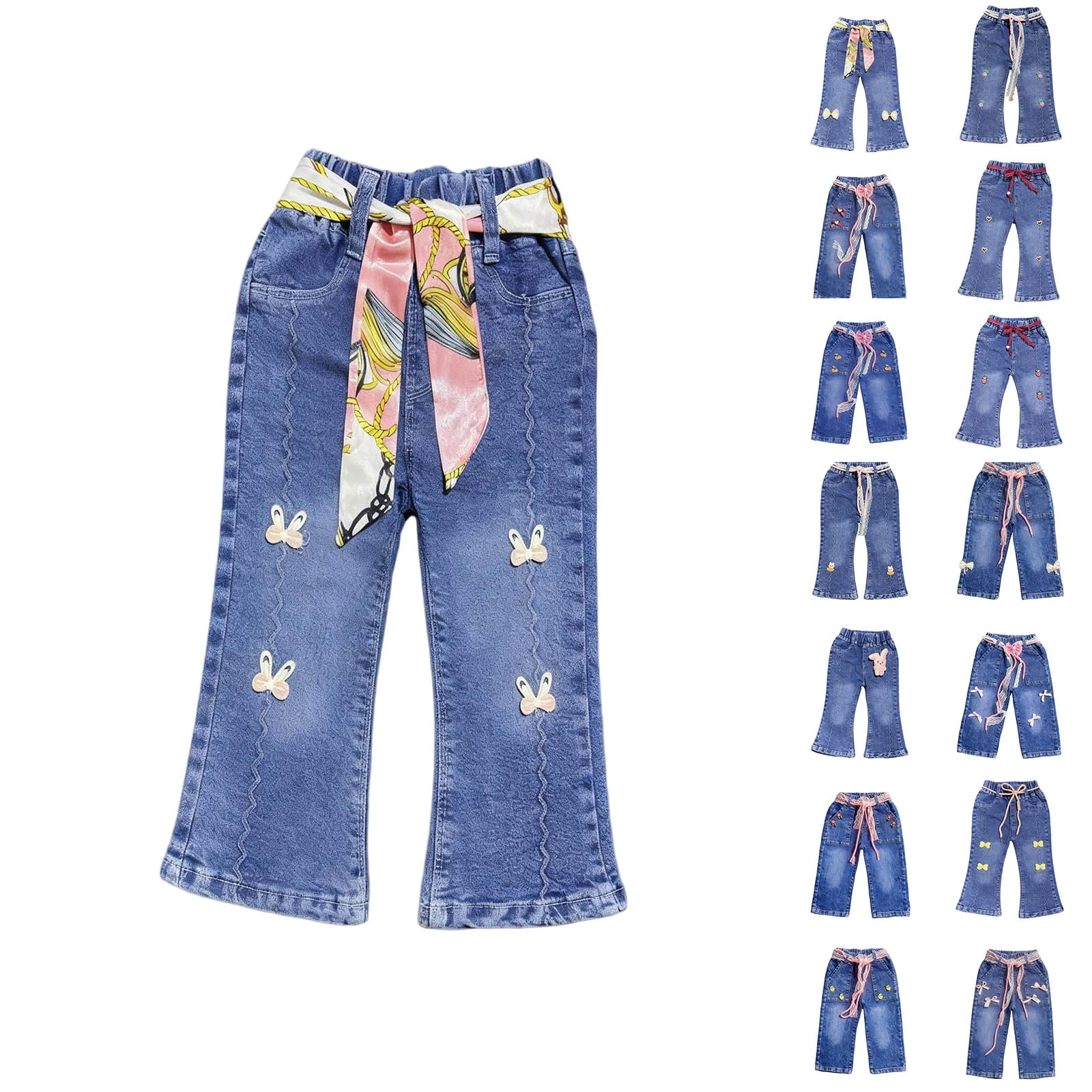 Antinious Toddler Girls Stylish Denim Flared Elastic Waist Full Length ...
