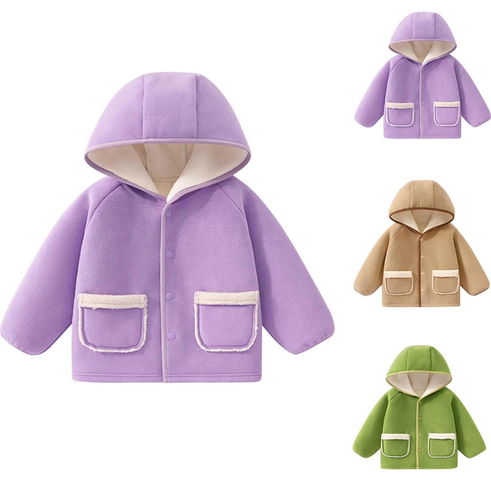 Antinious Toddler Girls Winter Savings Hooded Puffer Jacket Fleece Lined Warm Thick Long Sleeve ...