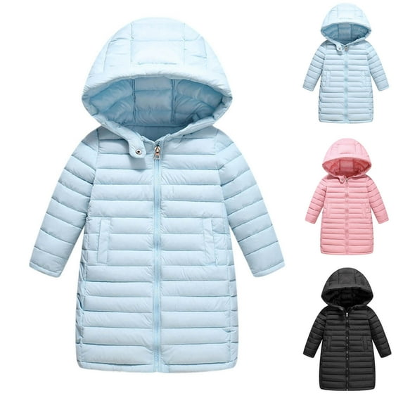 Antinious Toddler Girls Winter Savings Hooded Puffer Jacket Trench Coat Solid Color Winter ...
