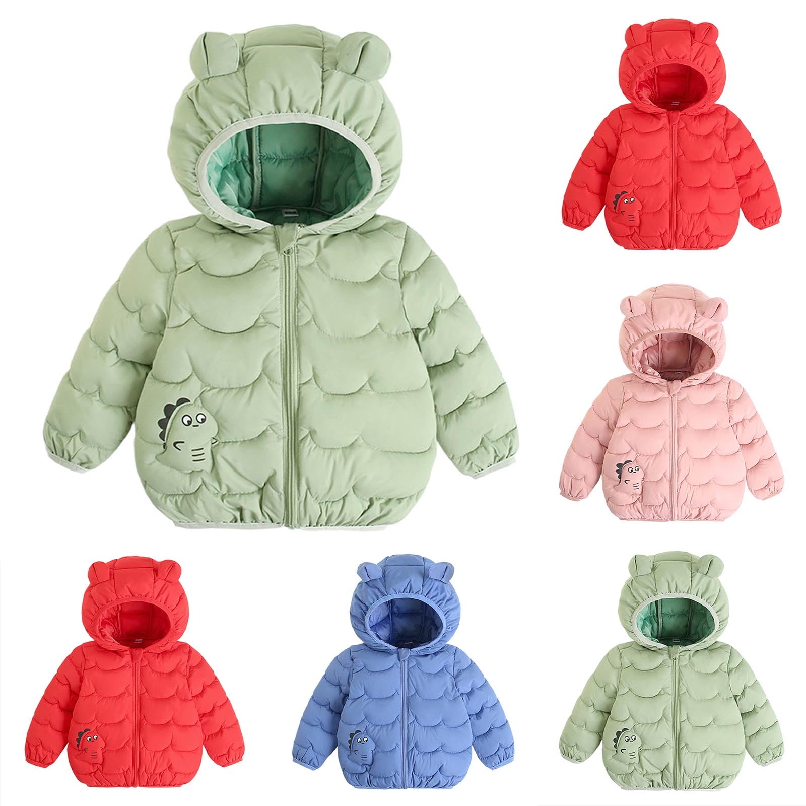 Antinious Toddler Girls Winter Savings Hooded Puffer Jacket Warm Long Sleeve Zip Up Hooded ...