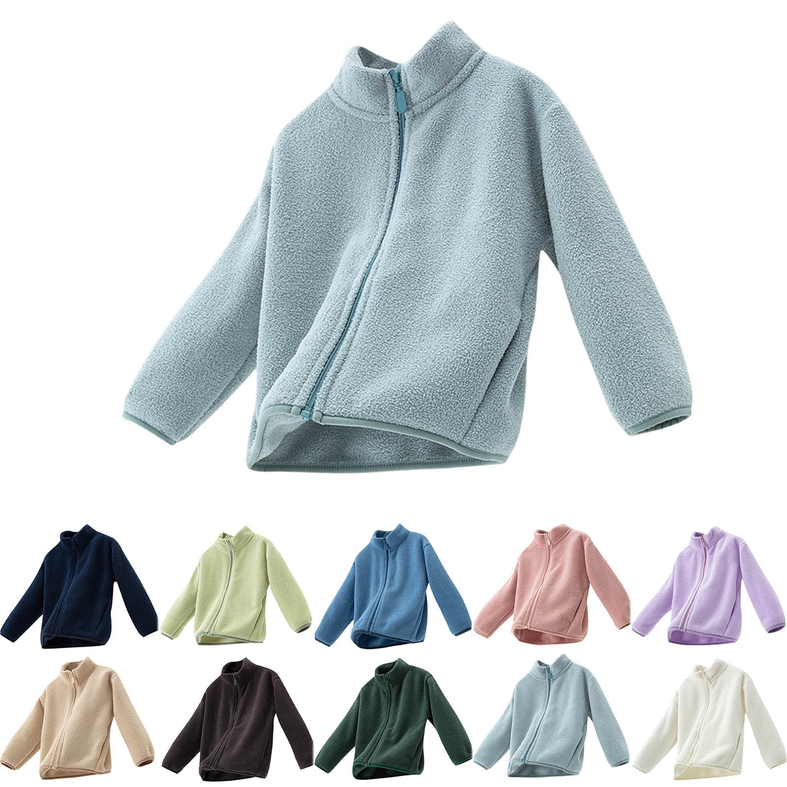 Antinious Toddler Girls Winter Savings Hooded Zipper Jacket Sweater Coat Solid Color Warm Long ...