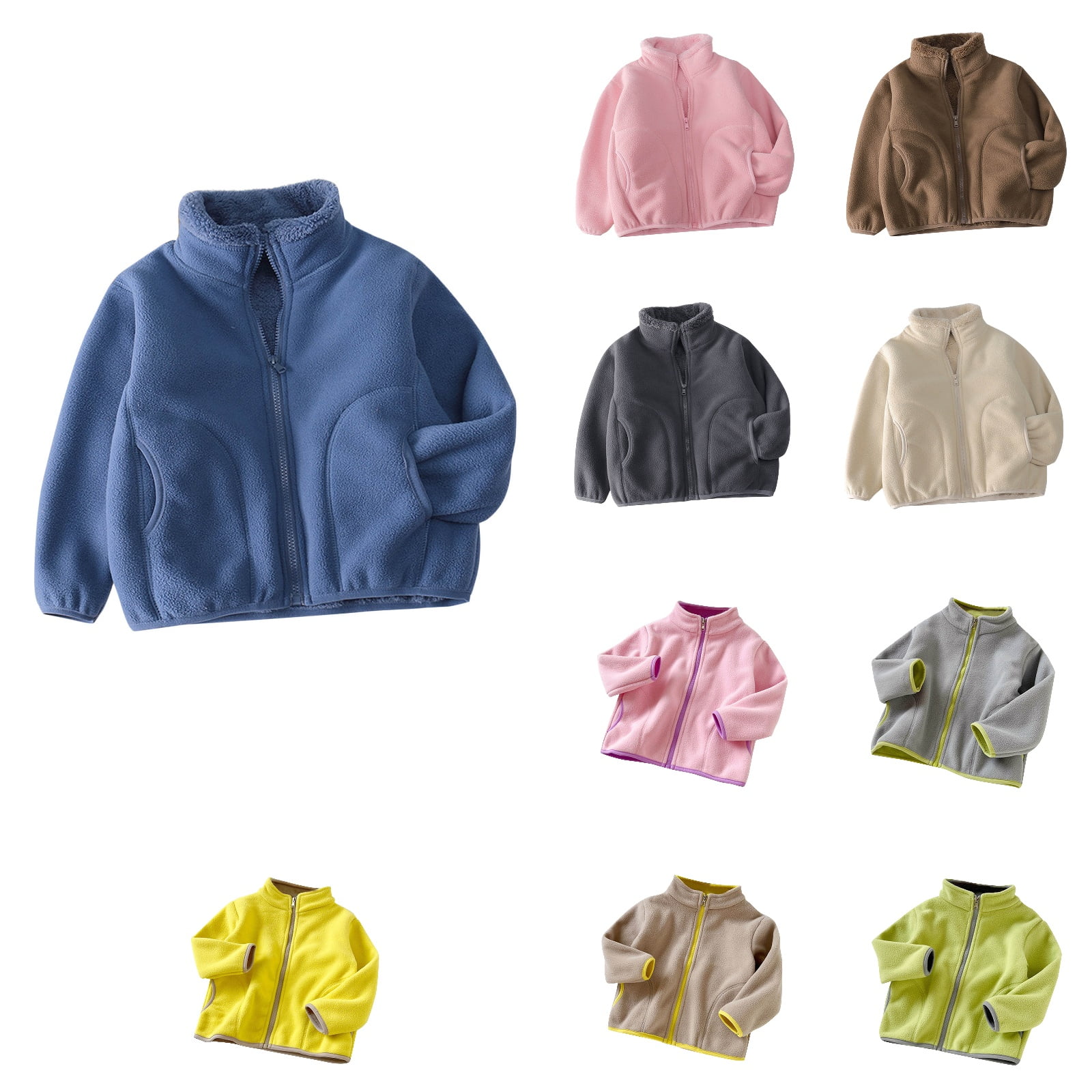 Antinious Toddler Girls Winter Savings Solid Color Zip Up Long Sleeve Warm Casual Unhooded ...