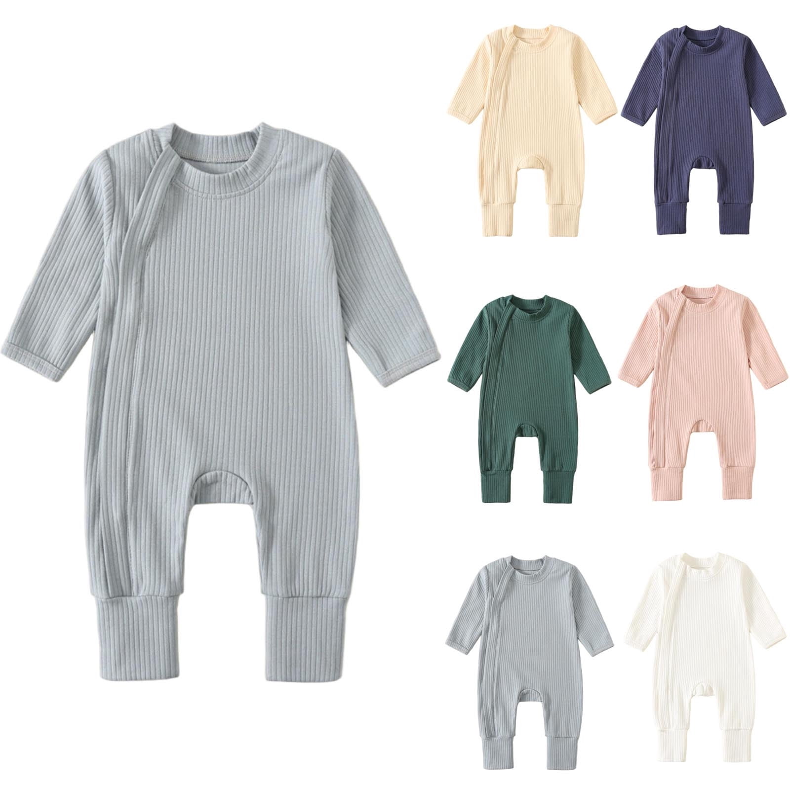 Antinious Toddler Long Sleeve Striped Zipper Round Neck Handed Footed ...