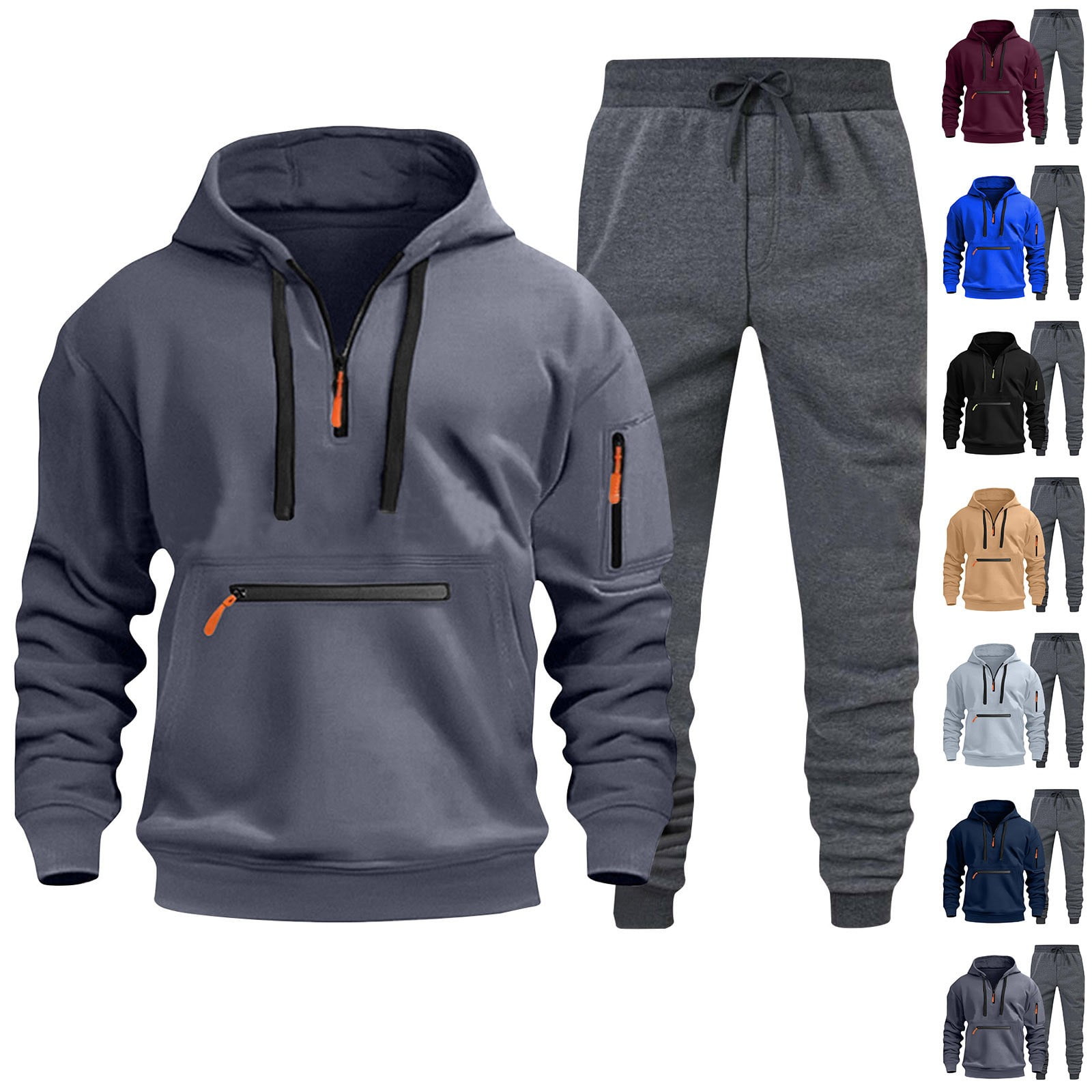 Antinious Warm Hooded Sweatshirts Set for Men,Track Suits for Men Set ...