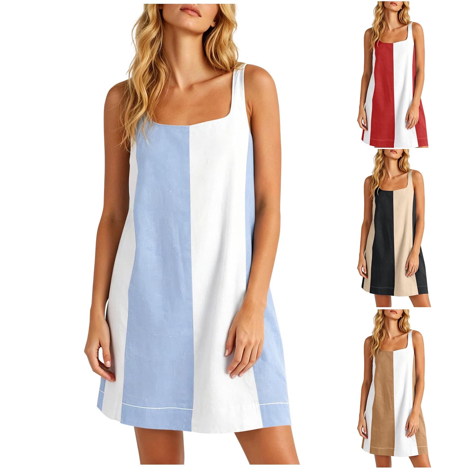 Antinious Women Adjustable Camis Sleeveless Round Neck Versatile Loose ...