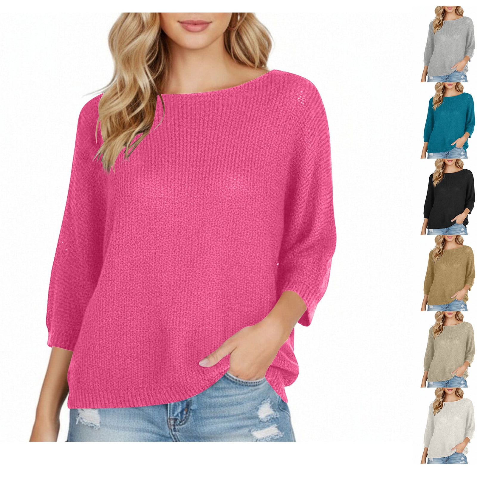 Antinious Women Classic 3/4 Sleeve Round Neck Everyday Breathable Soft ...