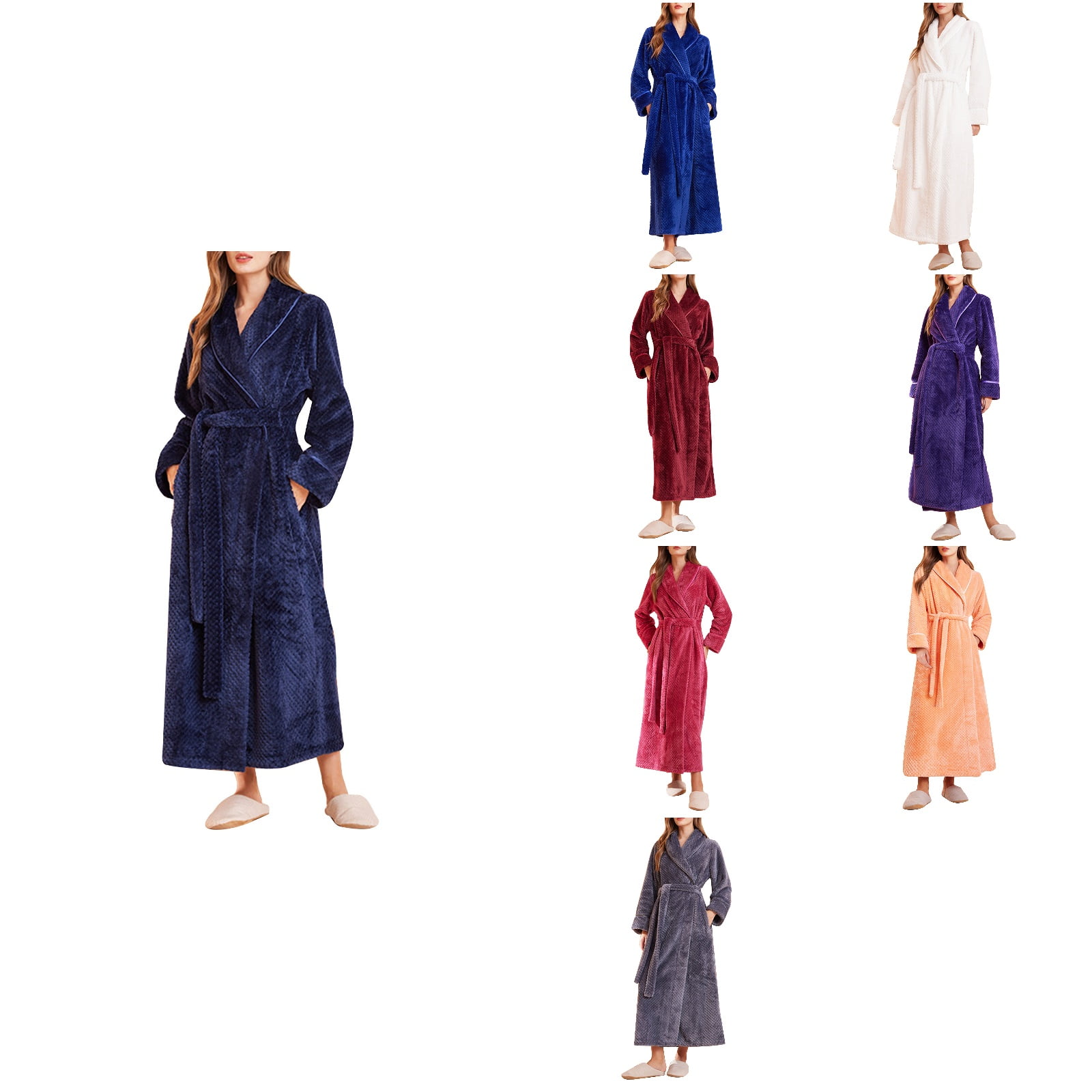 Antinious Women Plus Size Solid Casual Robes Long Sleeve Thick Velvet ...