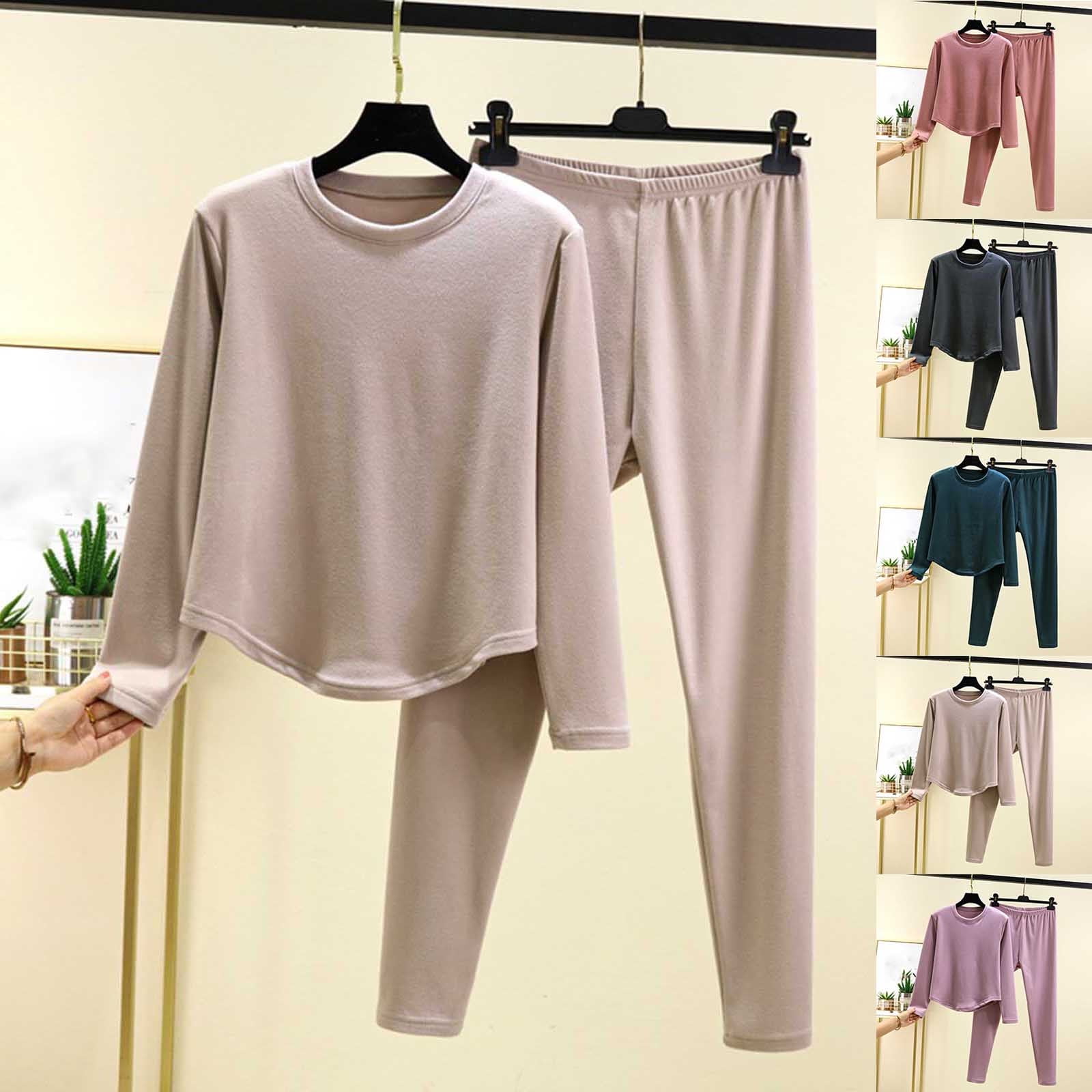 Antinious Women German Fleece Solid Color Crewneck Long Sleeve Long ...