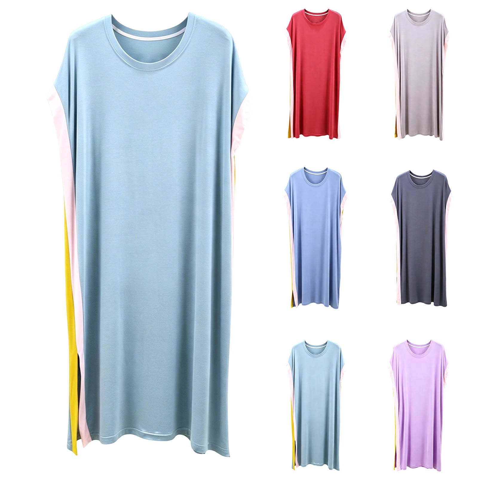 Antinious Women Gradient Crewneck Versatile Batwing Side Split Soft ...