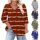 Antinious Women Plus Size Irregular Print V-Neck 3/4 Sleeve Raglan ...