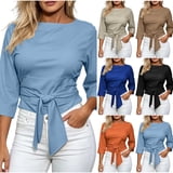 Antinious Women Round Neck 3/4 Sleeve Adjustable Side Button Breathable ...