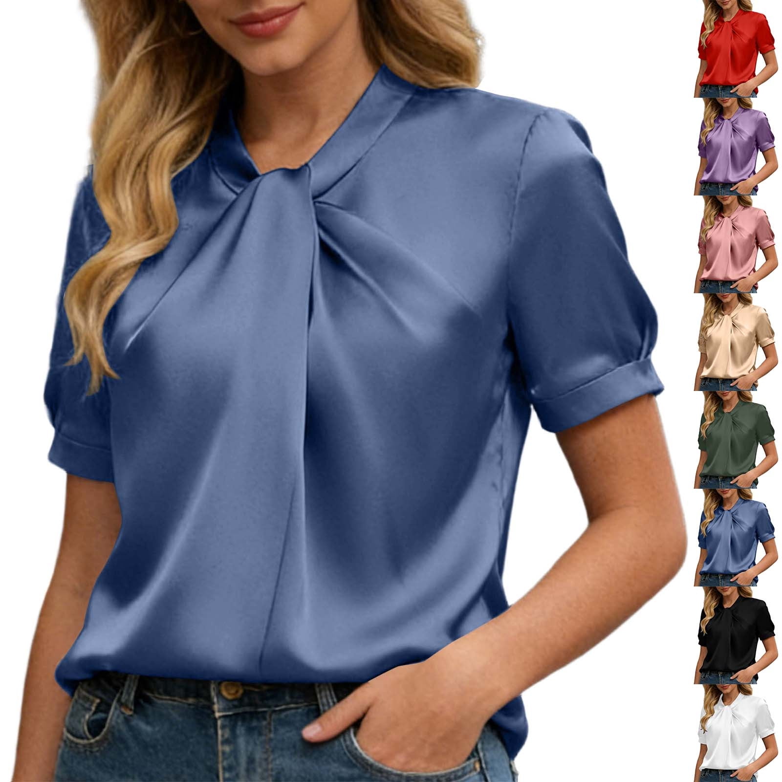 Antinious Women Round Neck 3/4 Sleeve Solid Loose Comfortable Leisure ...