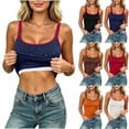 Antinious Women Round Neck Camisole Ruched Rhinestone Built In Bra ...